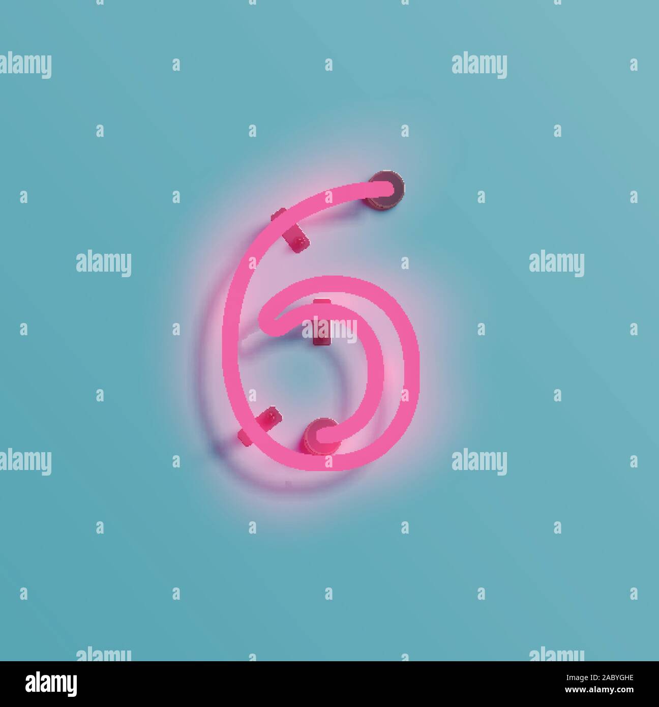 Realistic neon character from a typeset, vector Stock Vector Image ...