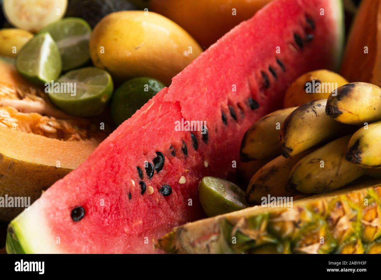 Close up of different fruits Stock Photo - Alamy