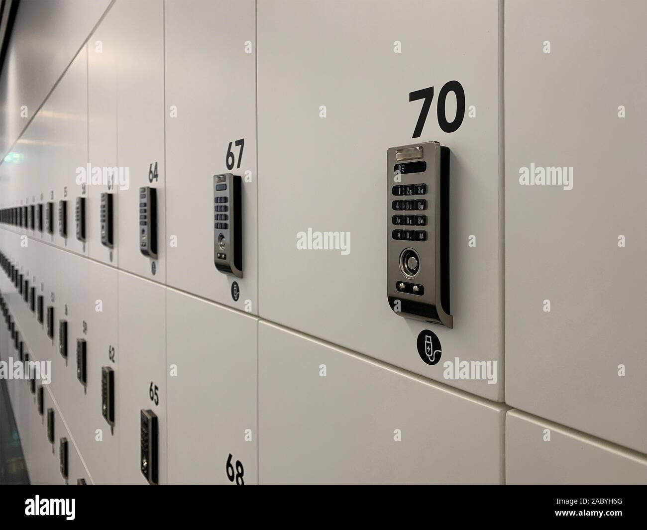 Close up view of digital lockers Stock Photo - Alamy