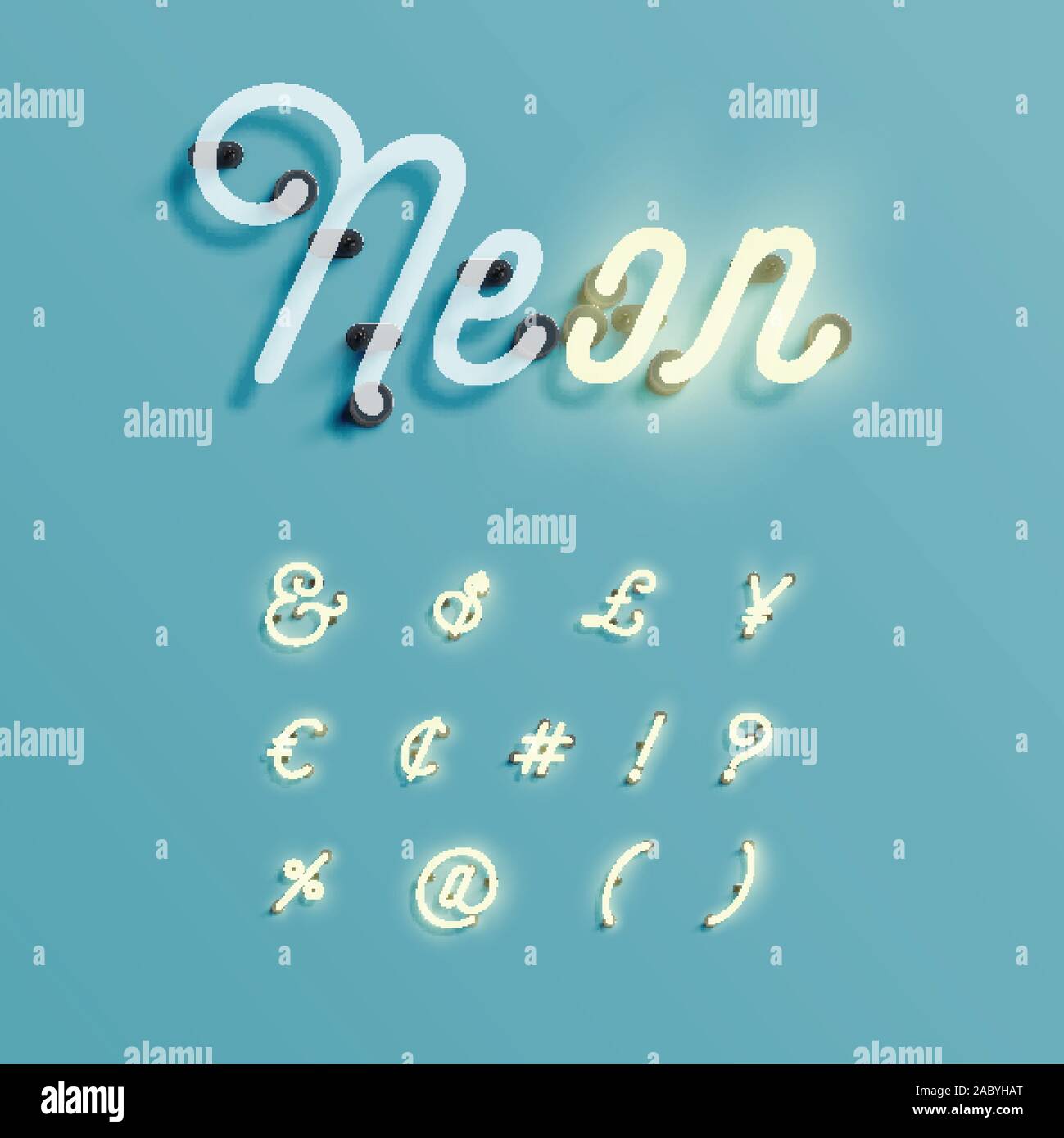 Realistic neon character typeset, vector Stock Vector Image & Art - Alamy