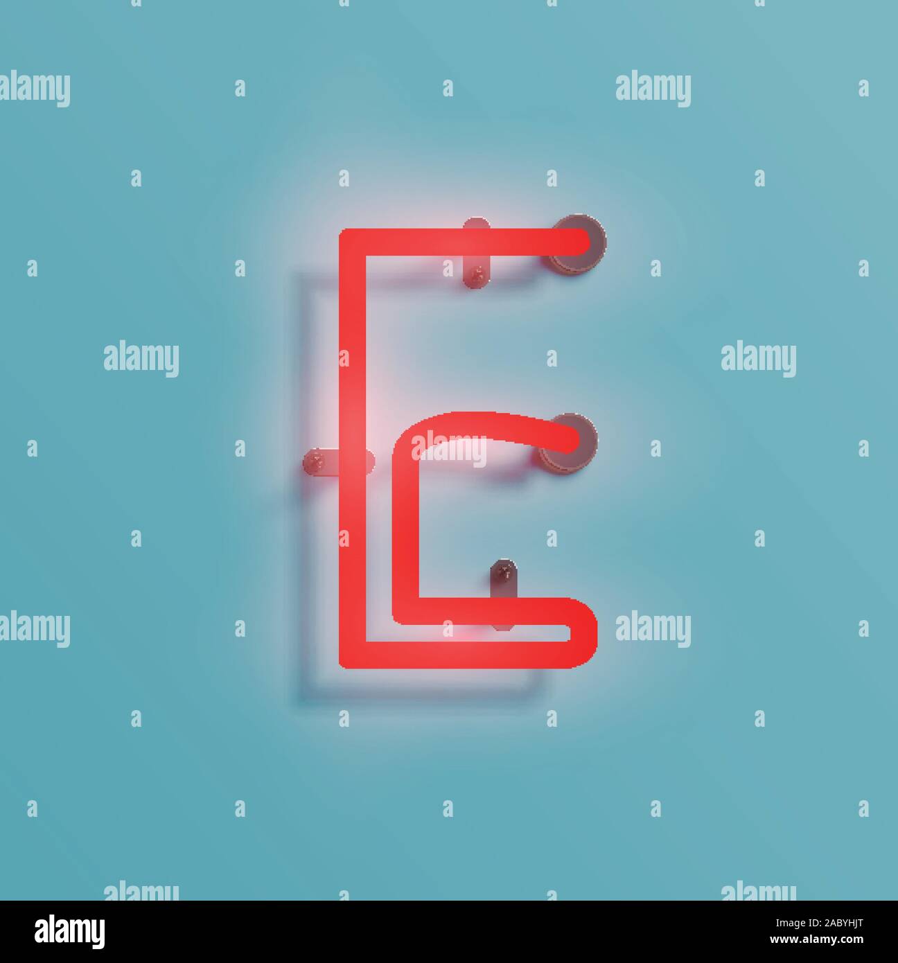 Realistic neon character from a typeset, vector Stock Vector Image ...