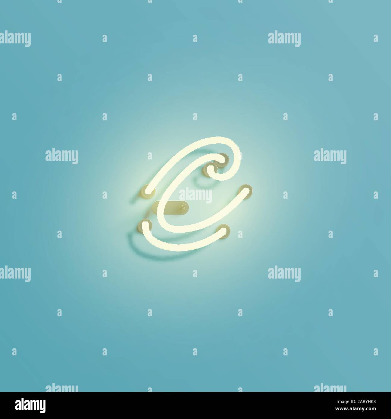 Realistic neon character from a typeset, vector Stock Vector Image ...