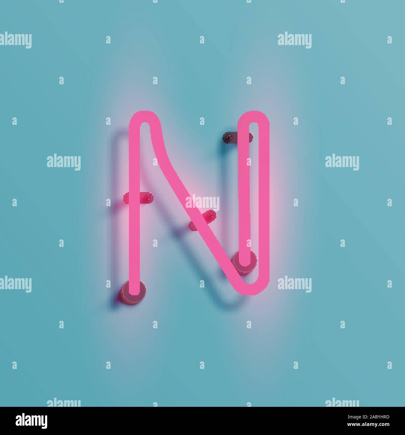 Realistic neon character from a typeset, vector Stock Vector Image ...