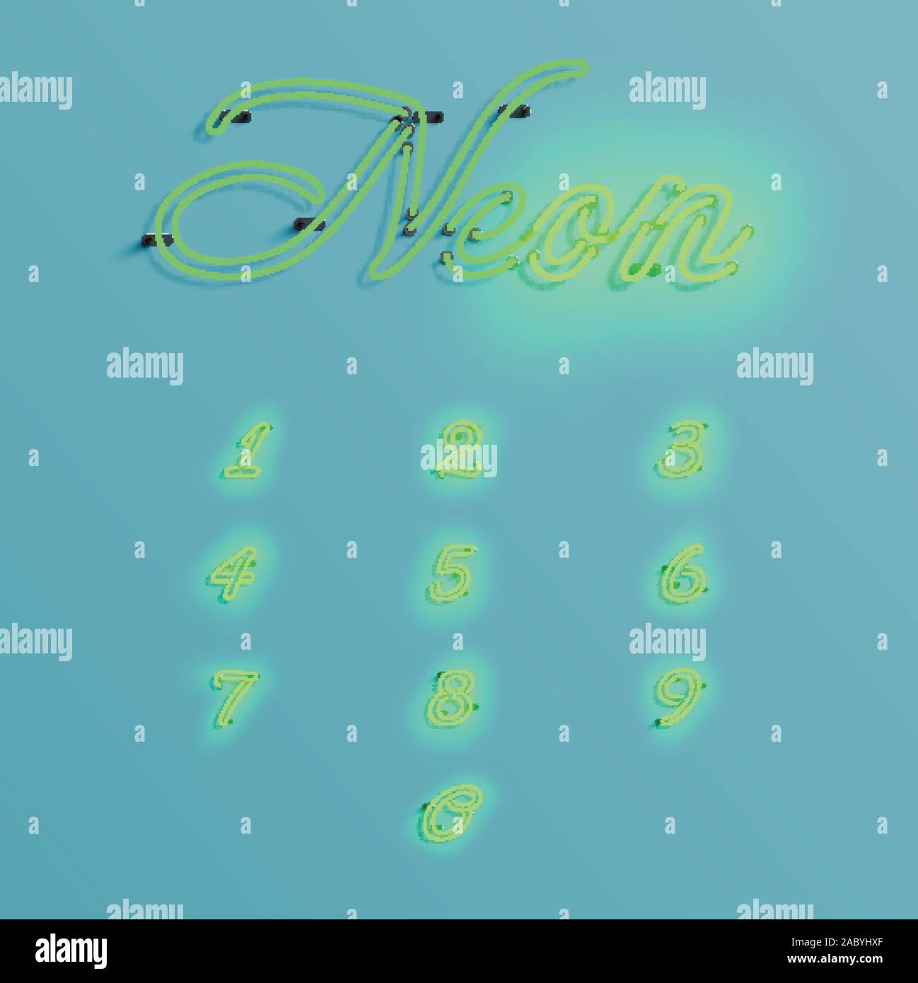 Realistic neon character typeset, vector Stock Vector Image & Art - Alamy