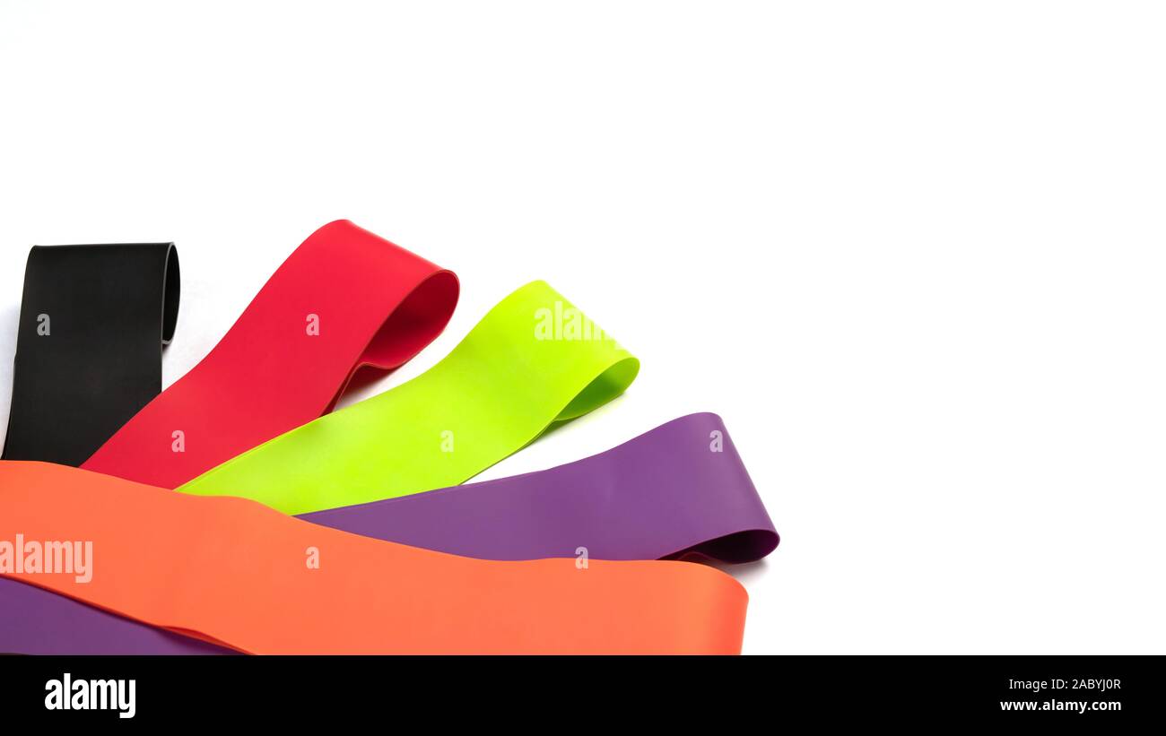 Banner fitness, gym concept. Elastic expanders for sports training ...