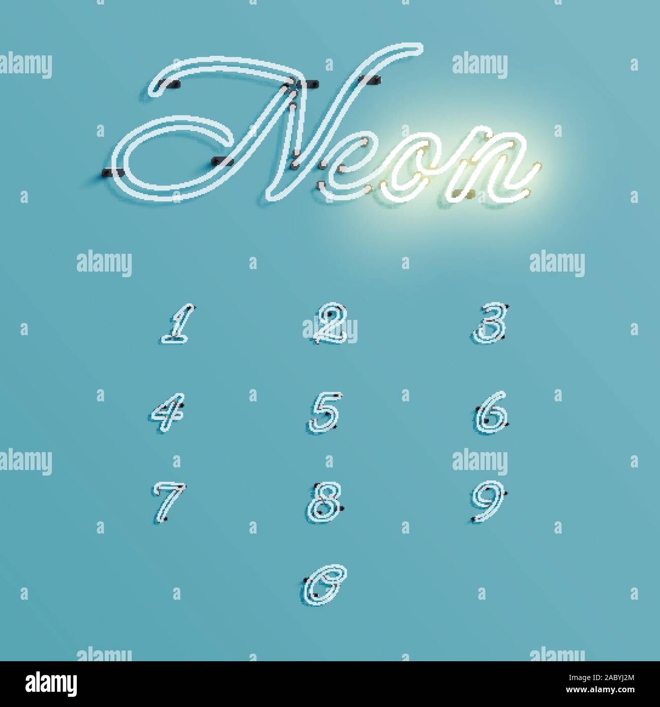 Realistic neon character typeset, vector Stock Vector Image & Art - Alamy