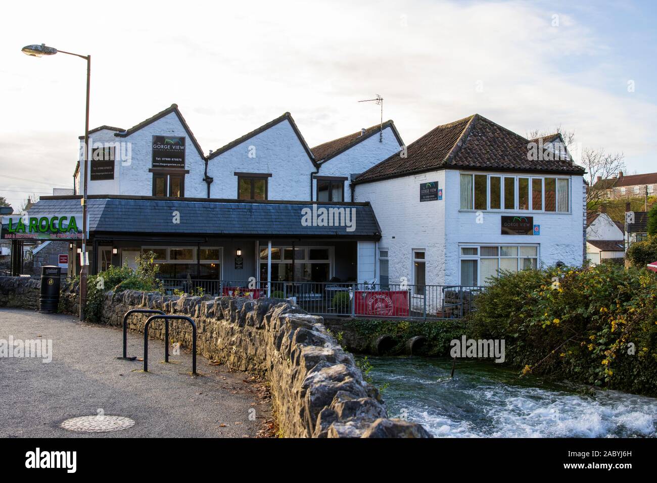 The Gorge View, Holiday Apartments, with the Cheddar Yeo flowing past ...