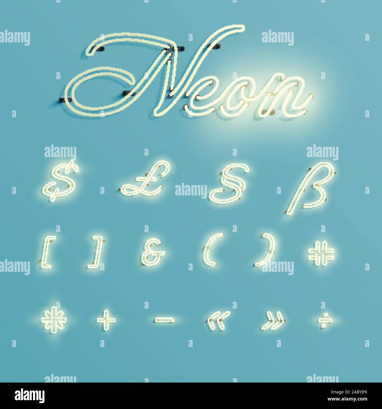 Realistic neon character typeset, vector Stock Vector Image & Art - Alamy