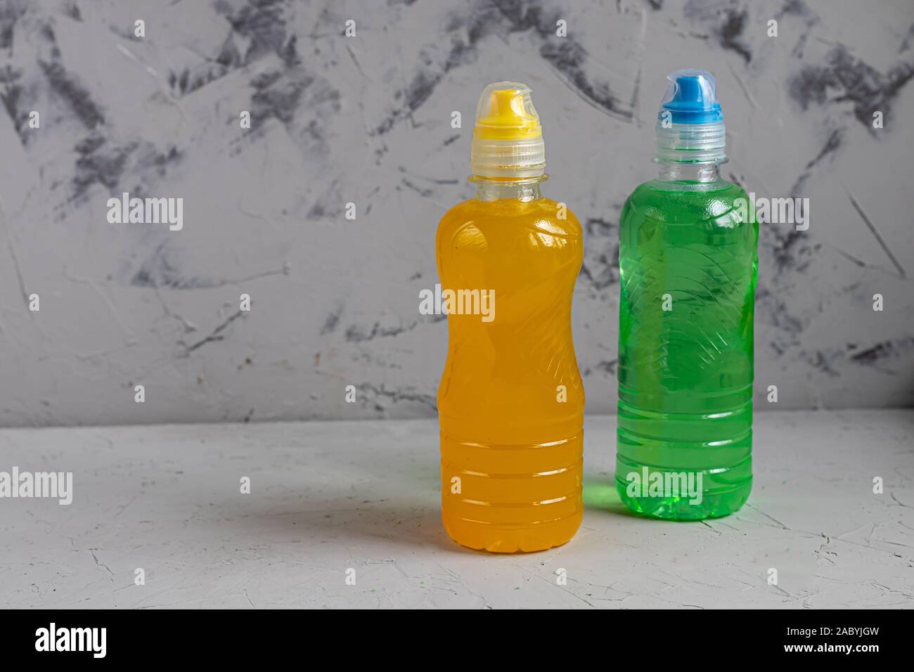 Fresh, fruit fluid for a healthy diet. Isotonic, energy drink. Two ...