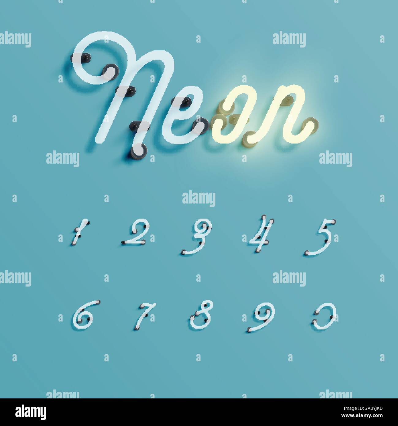 Realistic neon character typeset, vector Stock Vector Image & Art - Alamy