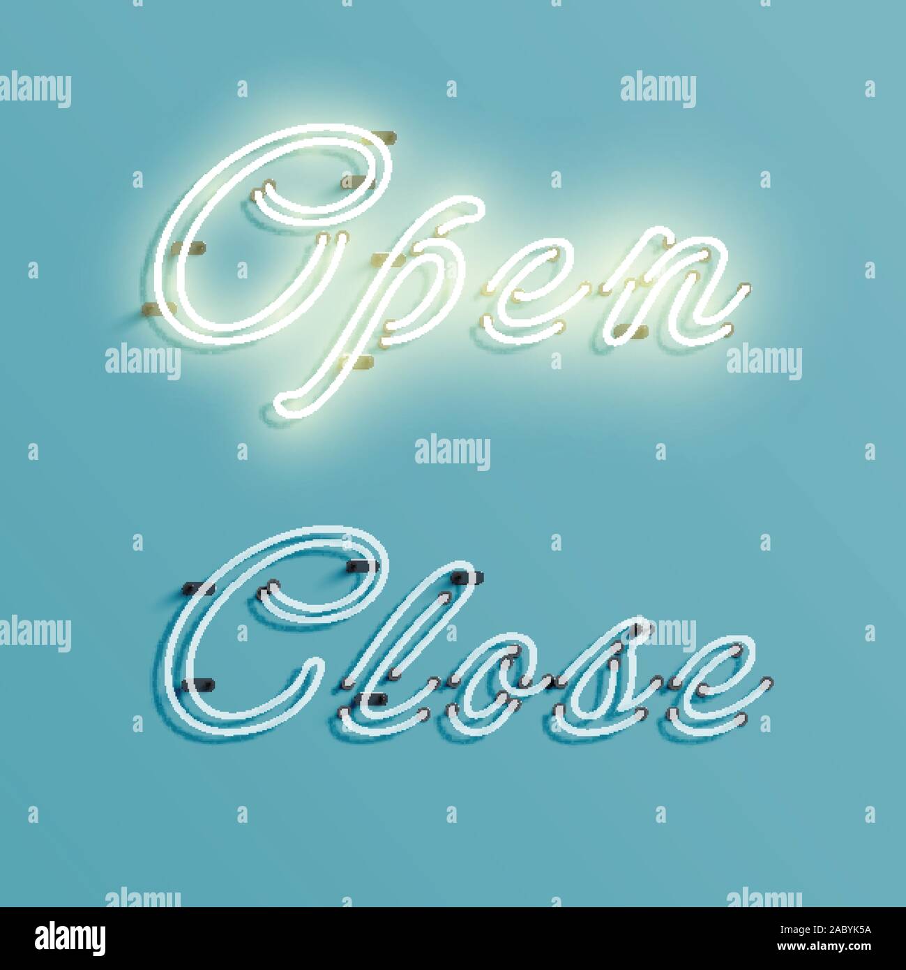 Glowing blue neon sign letters Stock Vector Images - Alamy