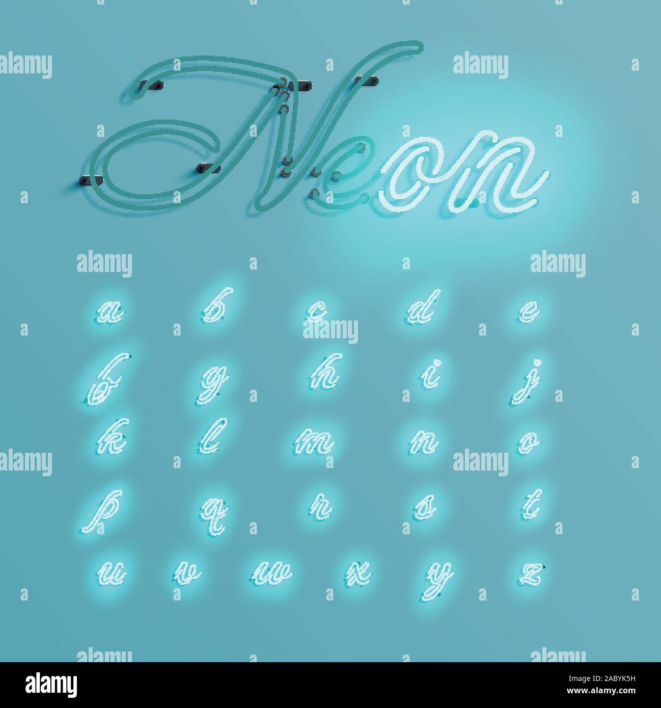 Realistic neon character typeset, vector Stock Vector Image & Art - Alamy