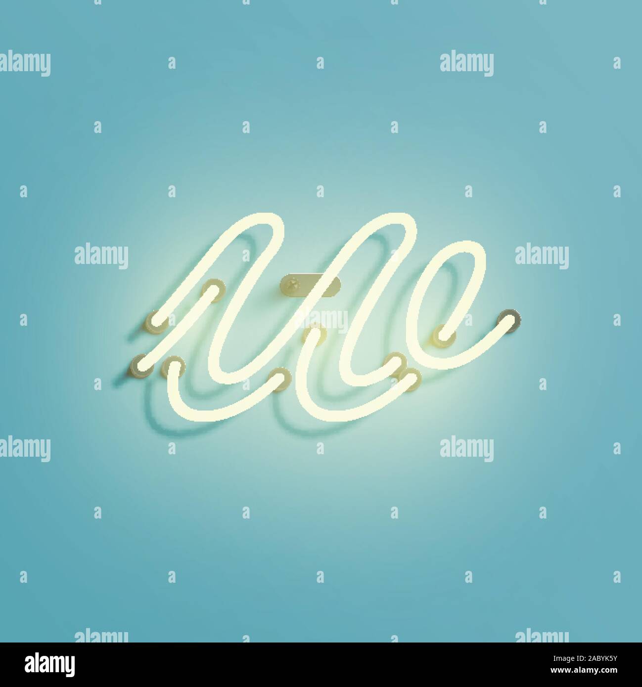 Realistic neon character from a typeset, vector Stock Vector Image ...