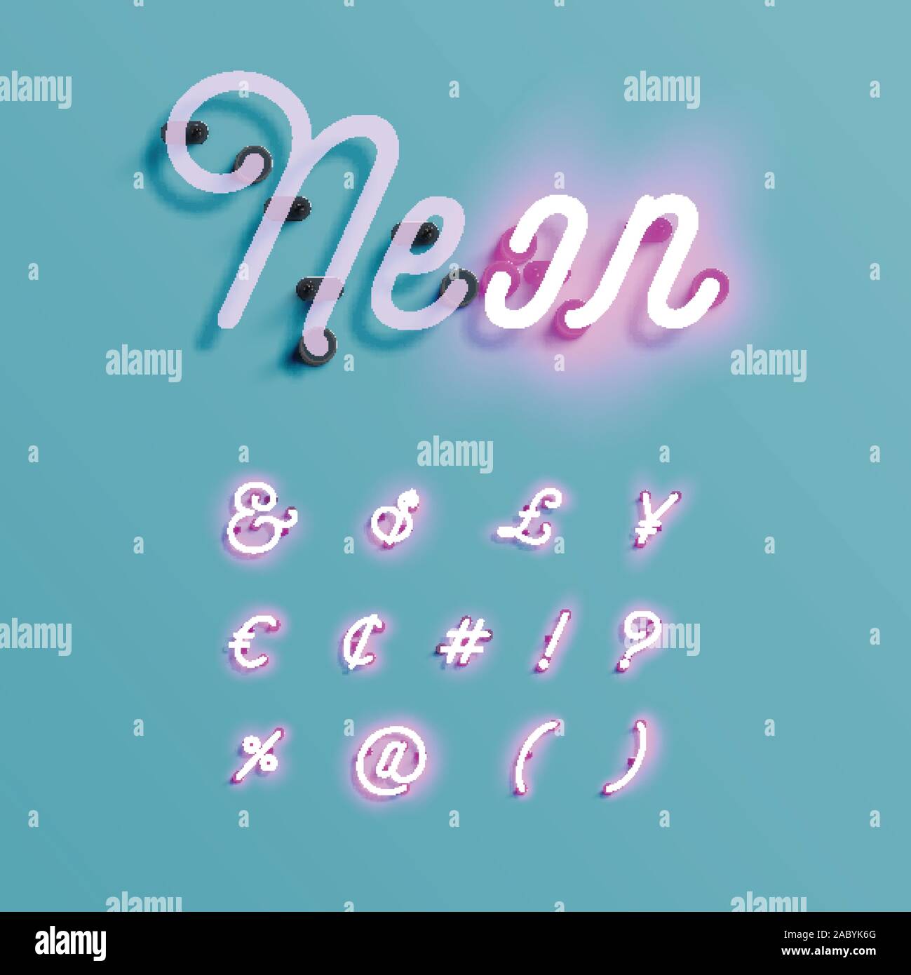 Realistic neon character typeset, vector Stock Vector Image & Art - Alamy
