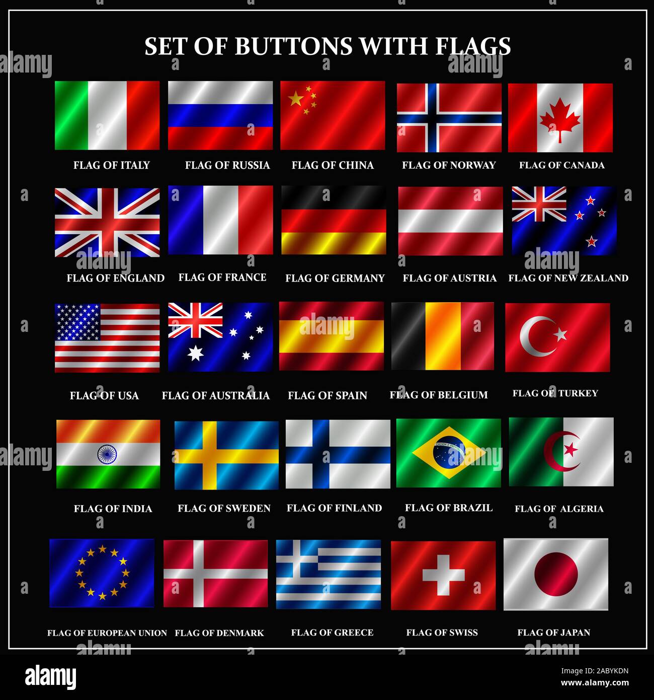 Set of banners with flags. Colorful illustration with flags of the ...