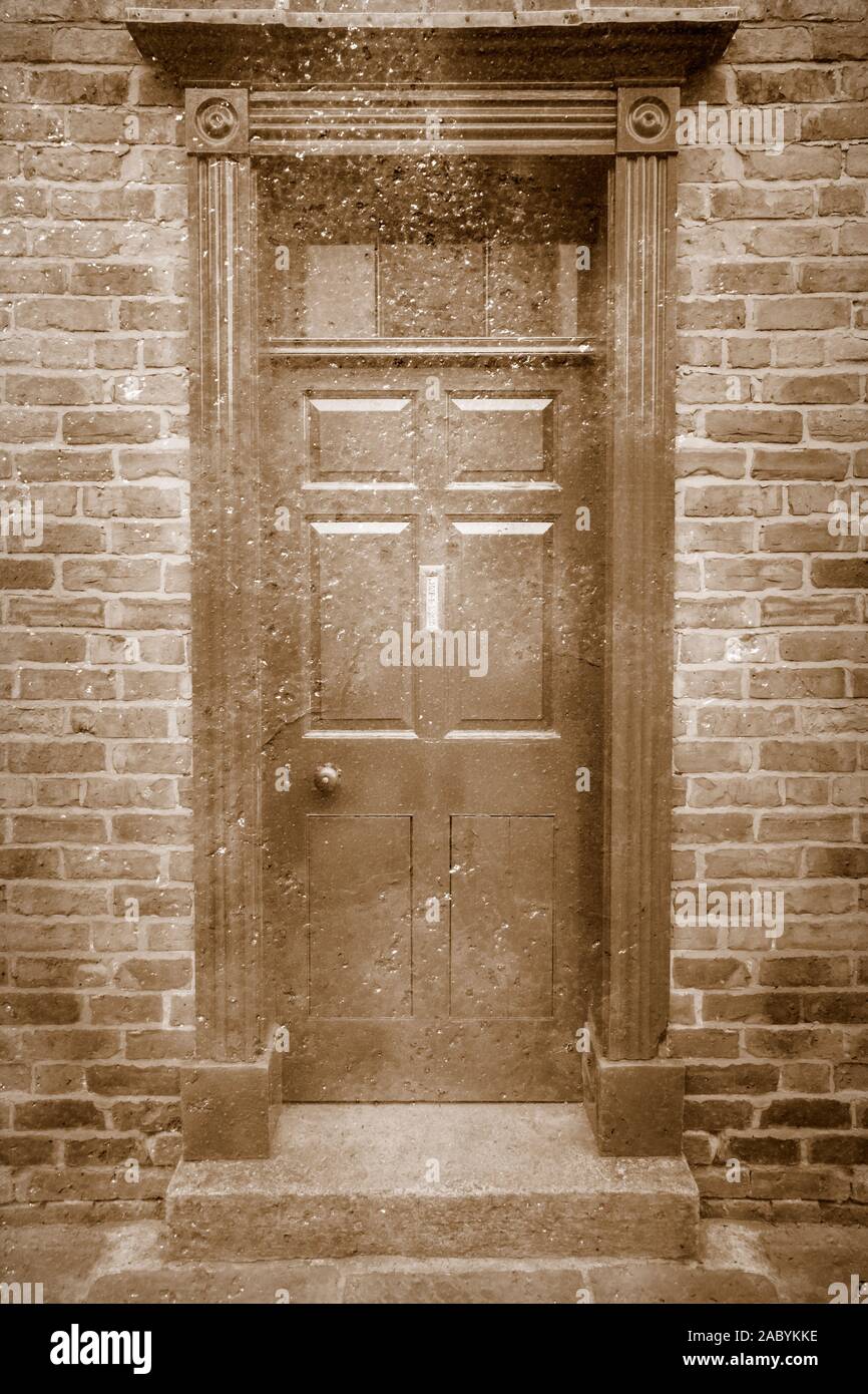 Victorian old style sepia image of a six panelled front door Stock ...
