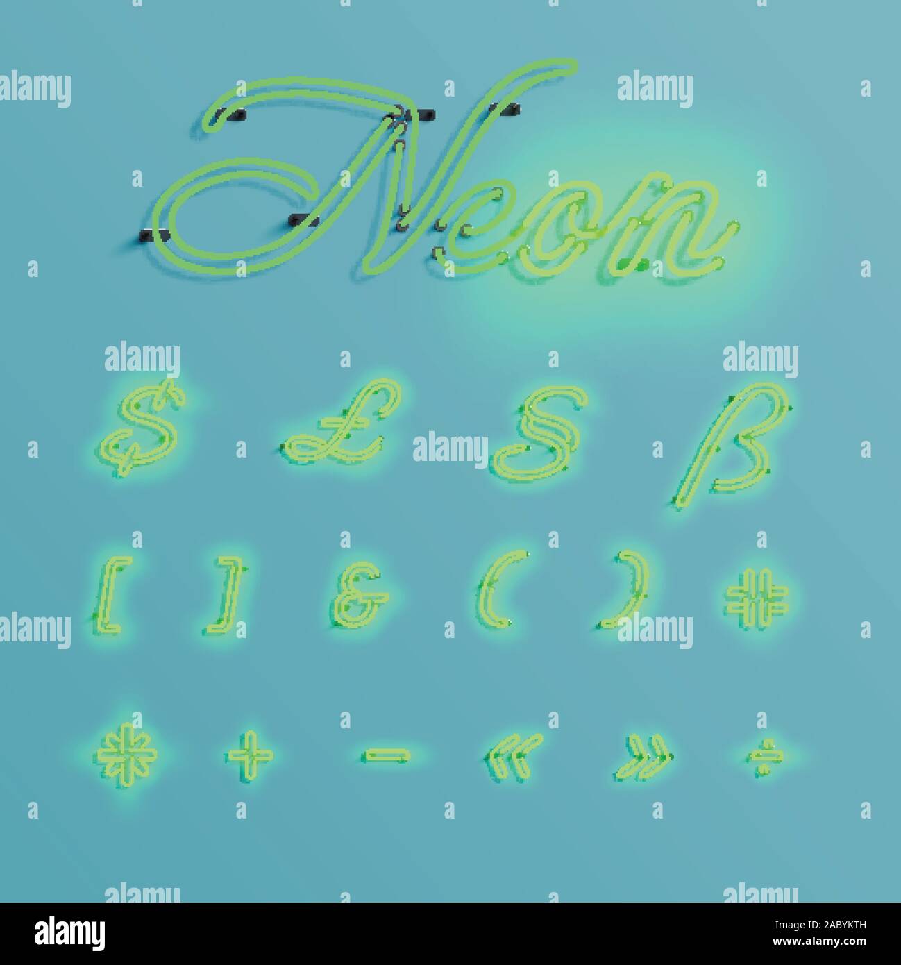 Realistic neon character typeset, vector Stock Vector Image & Art - Alamy