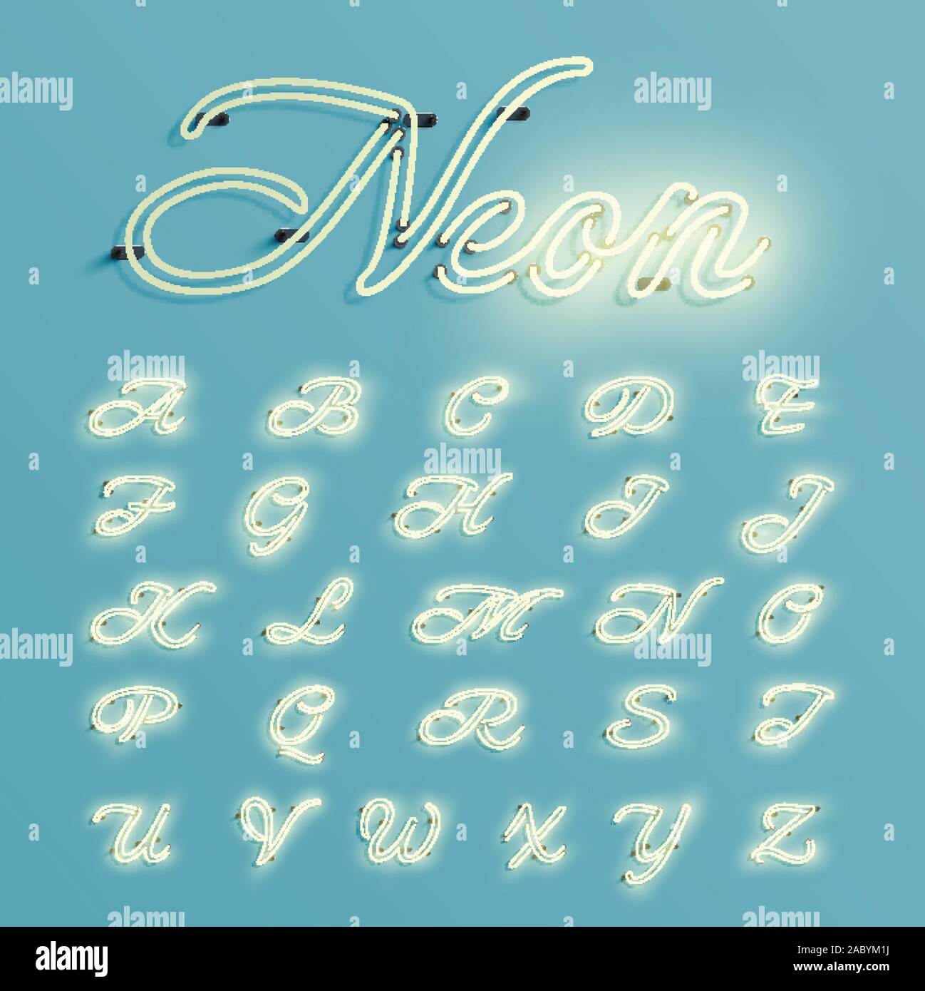 Realistic neon character typeset, vector Stock Vector Image & Art - Alamy