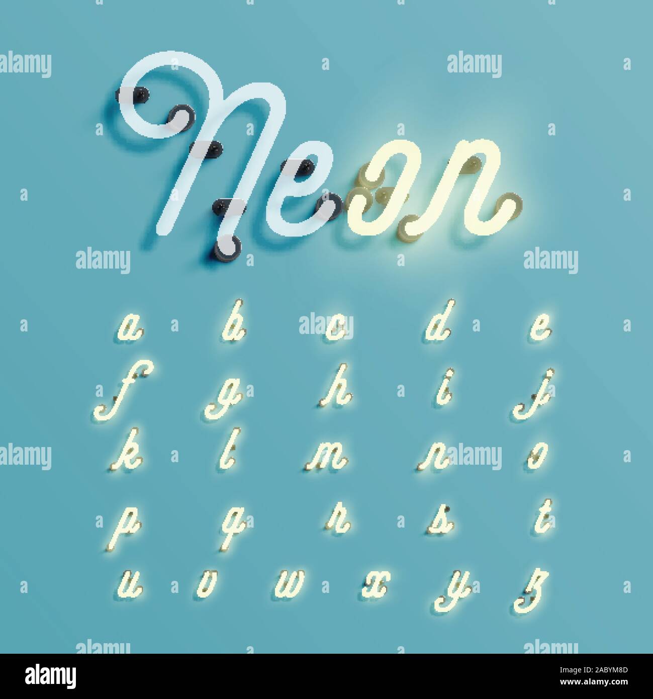 Realistic neon character typeset, vector Stock Vector Image & Art - Alamy