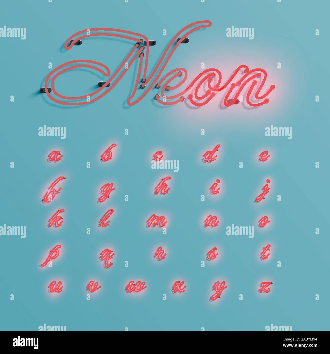 Realistic neon character typeset, vector Stock Vector Image & Art - Alamy