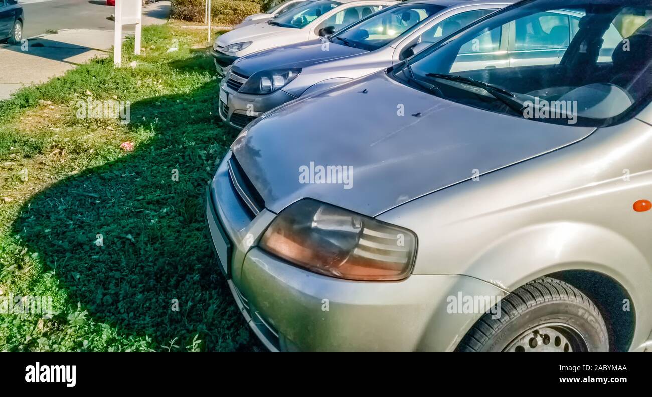Cars close up background - modern, reflective and good looking - side ...