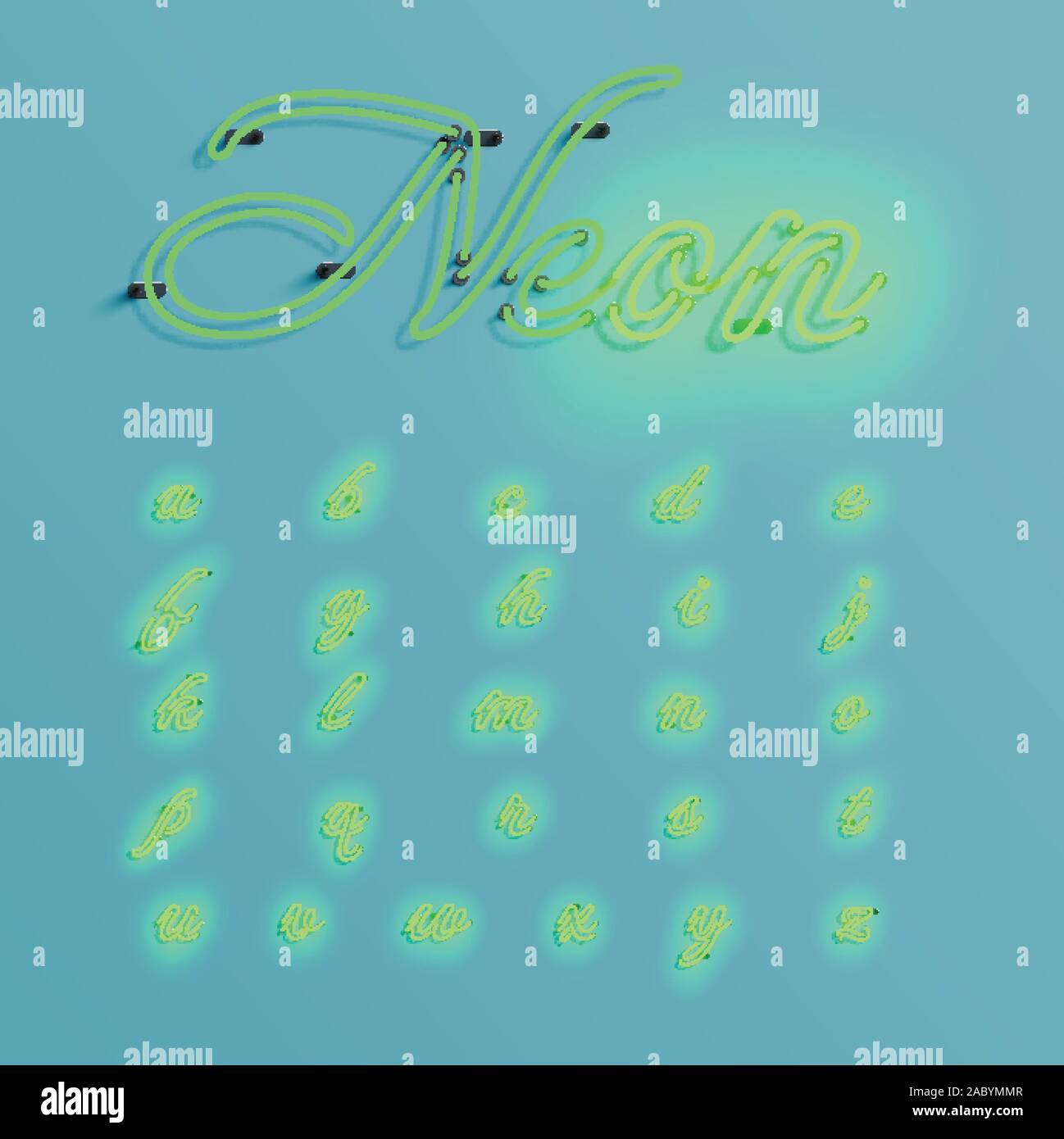 Realistic neon character typeset, vector Stock Vector Image & Art - Alamy