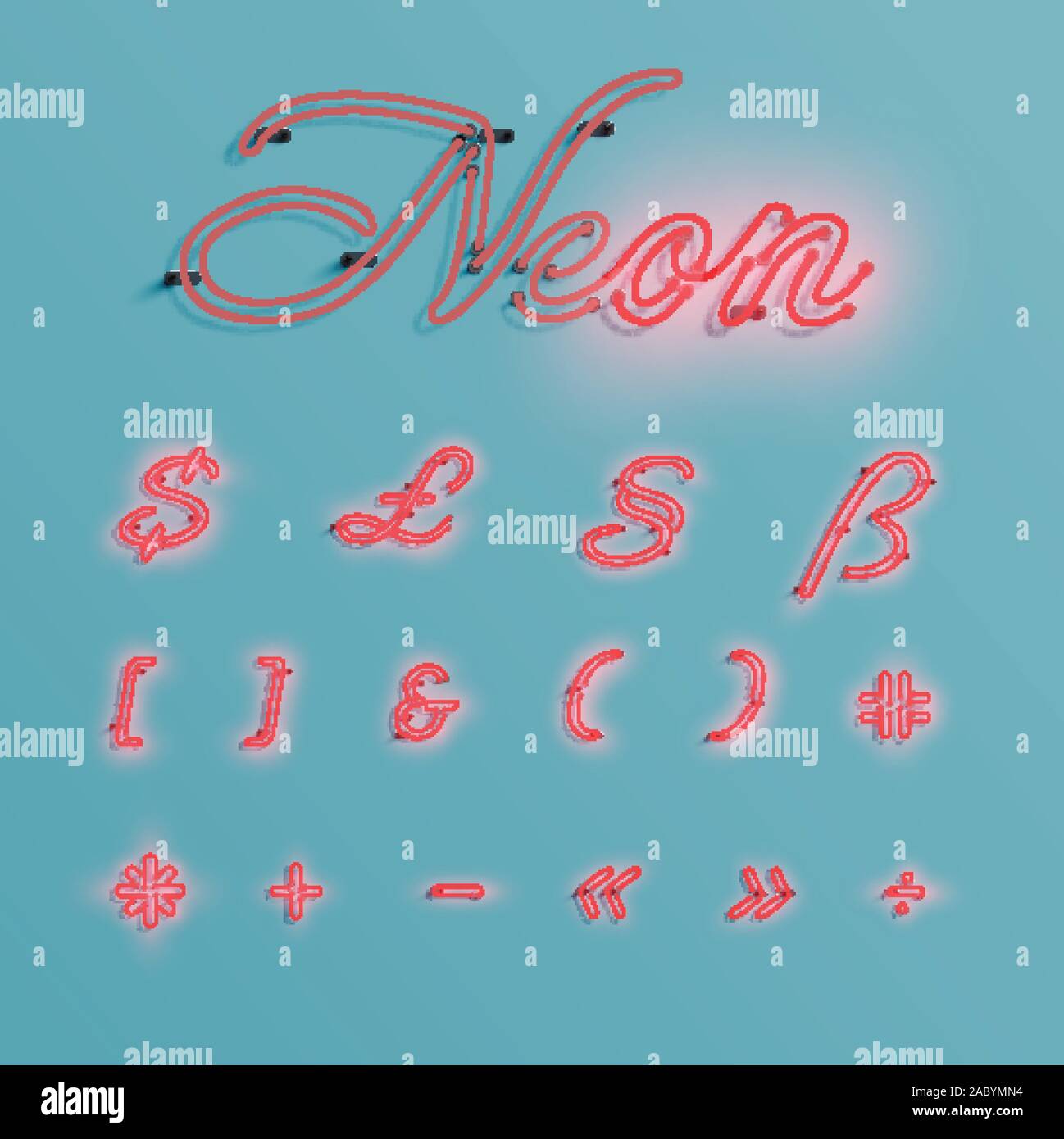 Realistic neon character typeset, vector Stock Vector Image & Art - Alamy