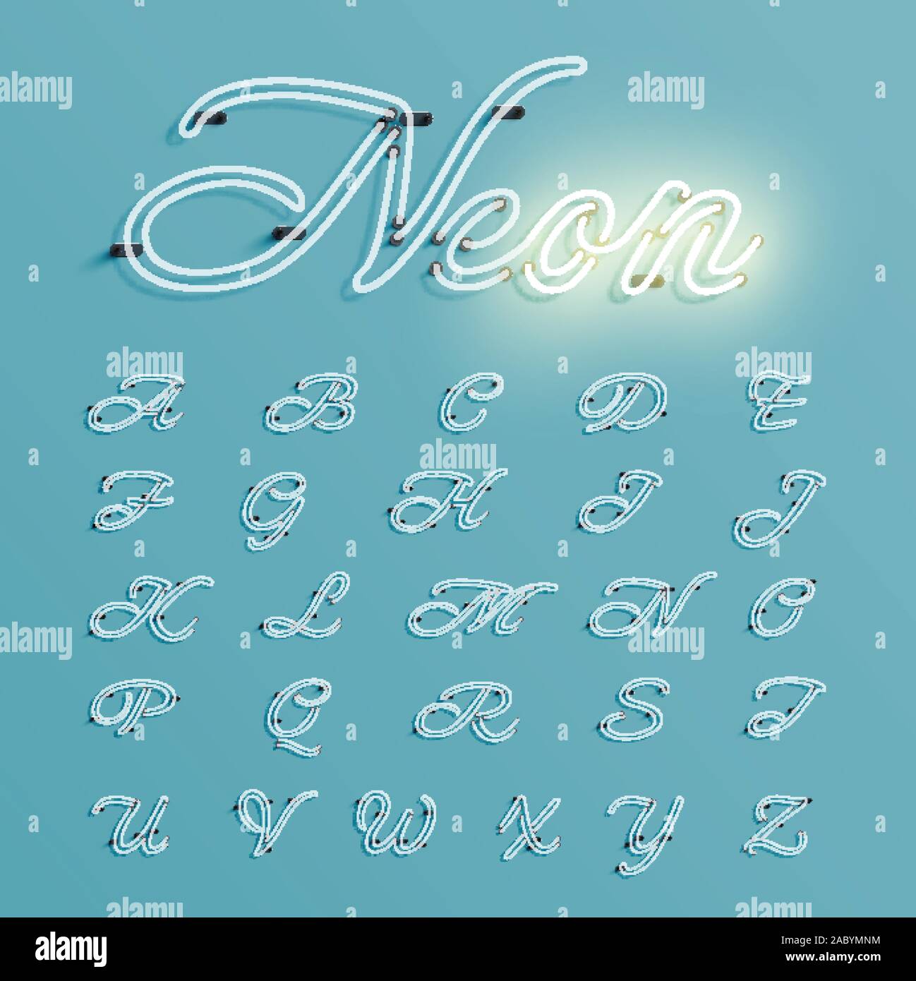 Realistic neon character typeset, vector Stock Vector Image & Art - Alamy