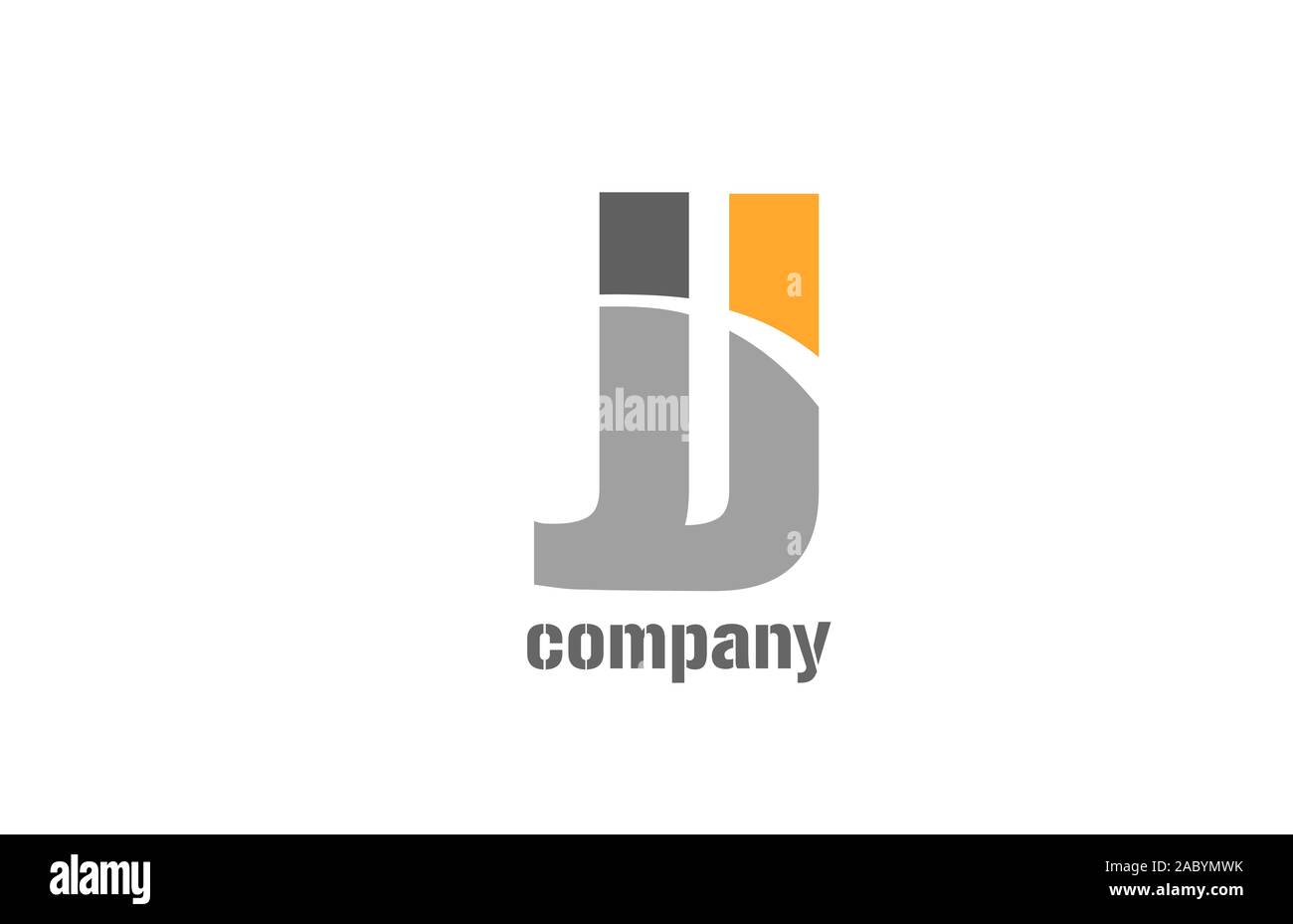 yellow and grey j alphabet logo design icon for business on white ...