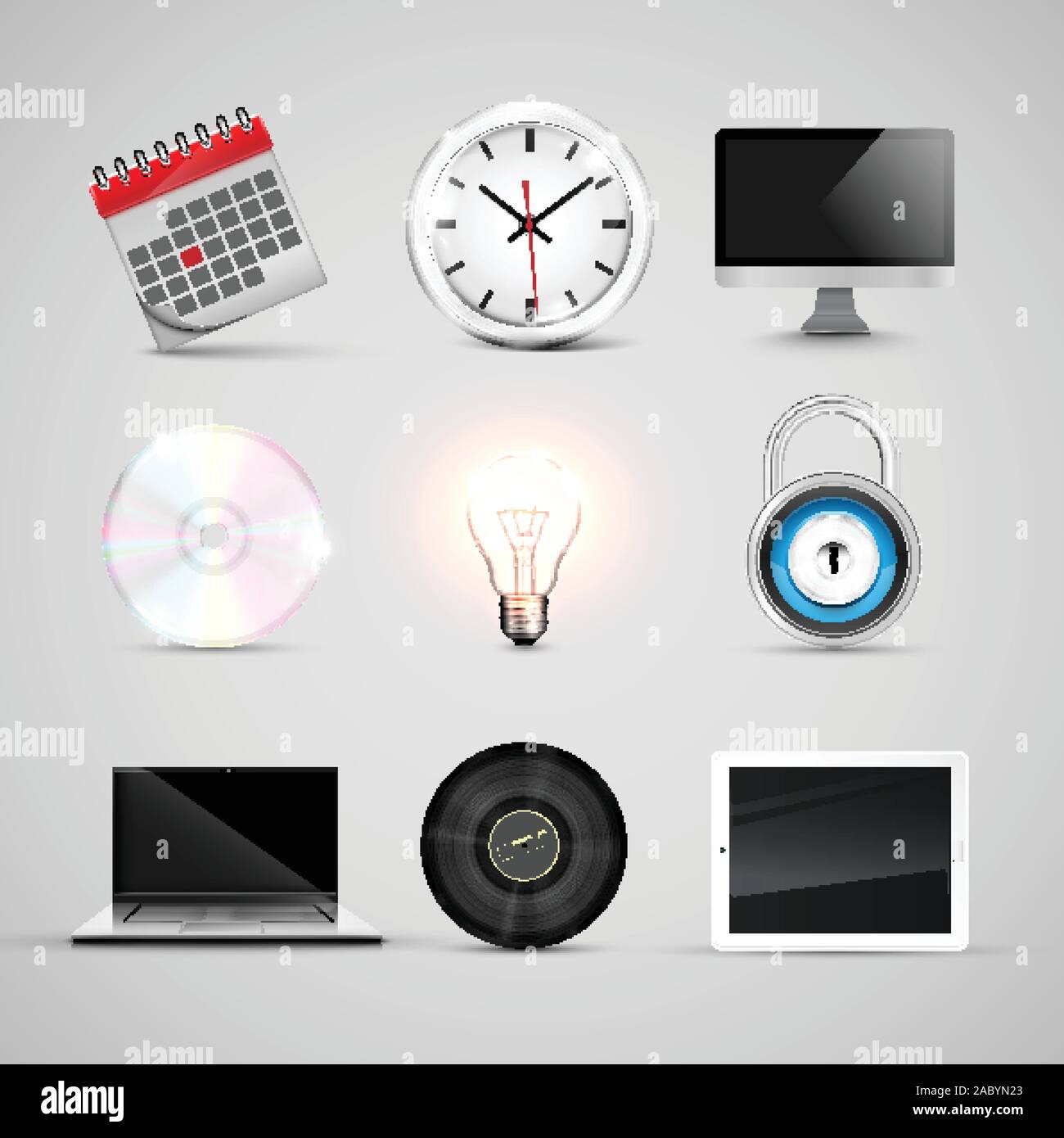 Office realistic icon set, vector Stock Vector Image & Art - Alamy