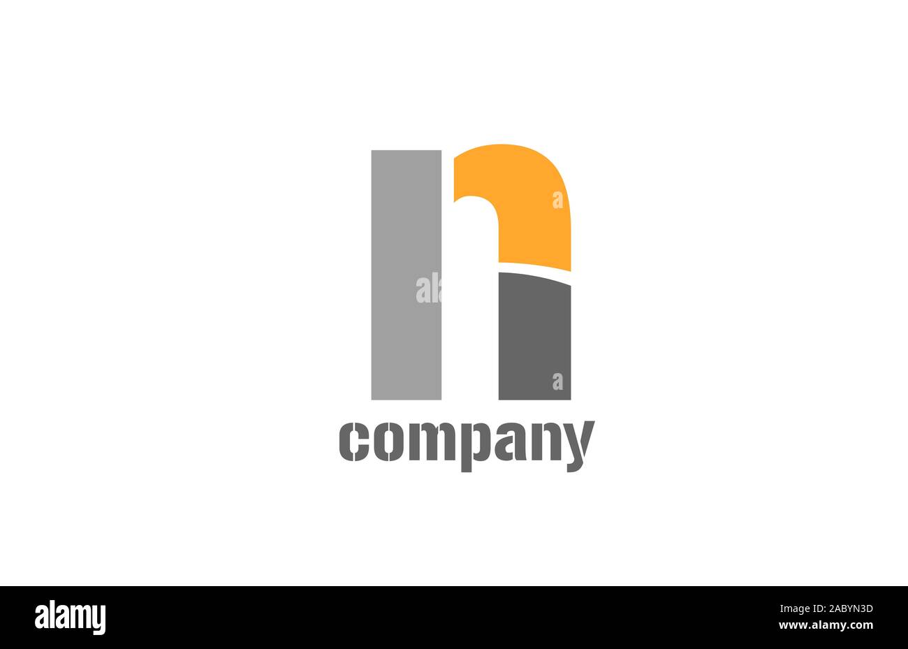 yellow and grey n alphabet logo design icon for business on white ...
