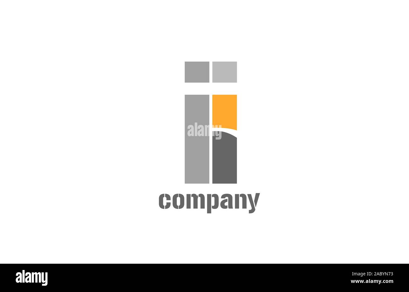 yellow and grey i alphabet logo design icon for business on white ...