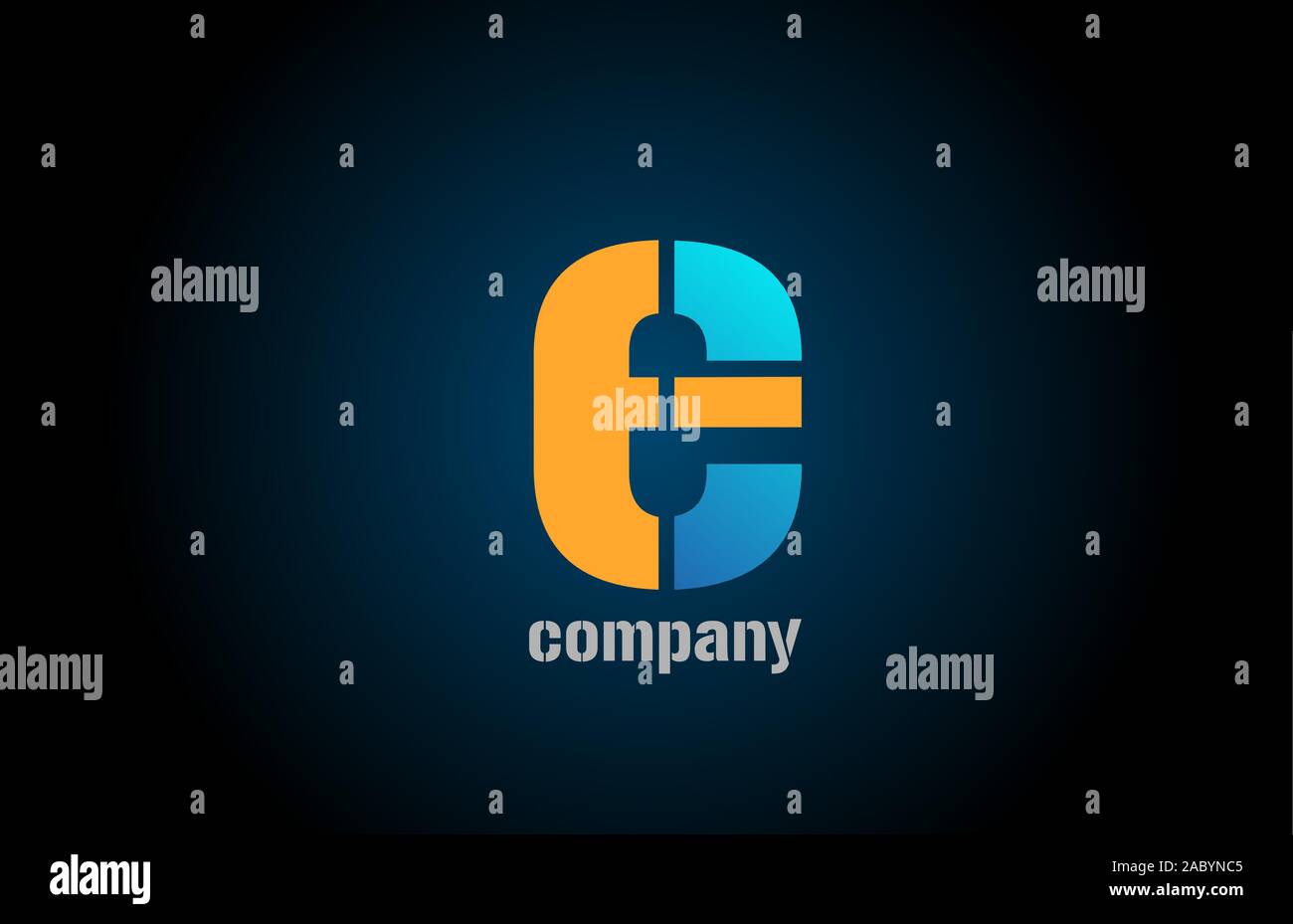 blue and orange logo e alphabet letter design icon for company ...