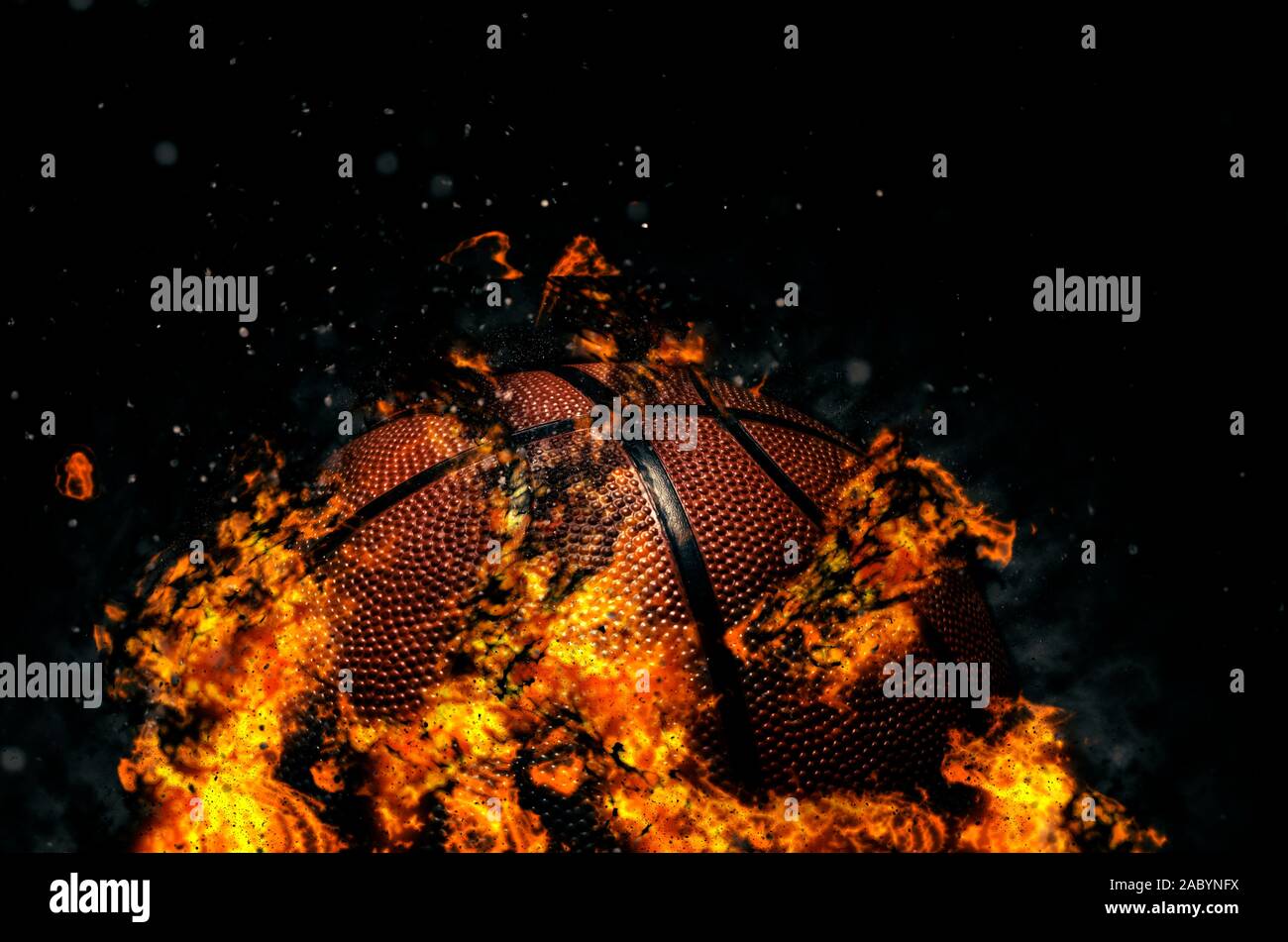 Basketball ball on black background with fire Stock Photo - Alamy