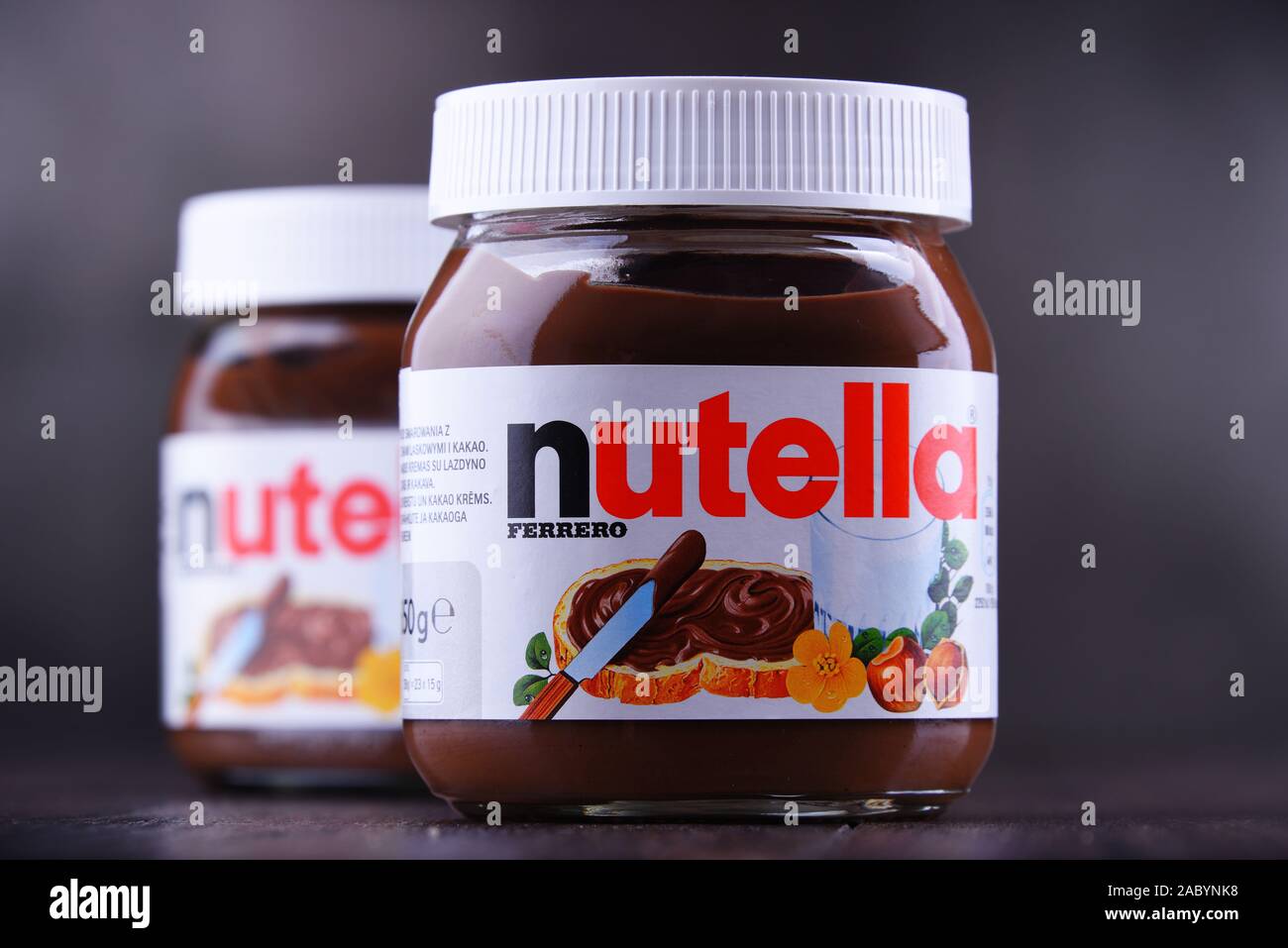 POZNAN, POL - JAN 25, 2019: Jars of Nutella, a widely popular brand ...