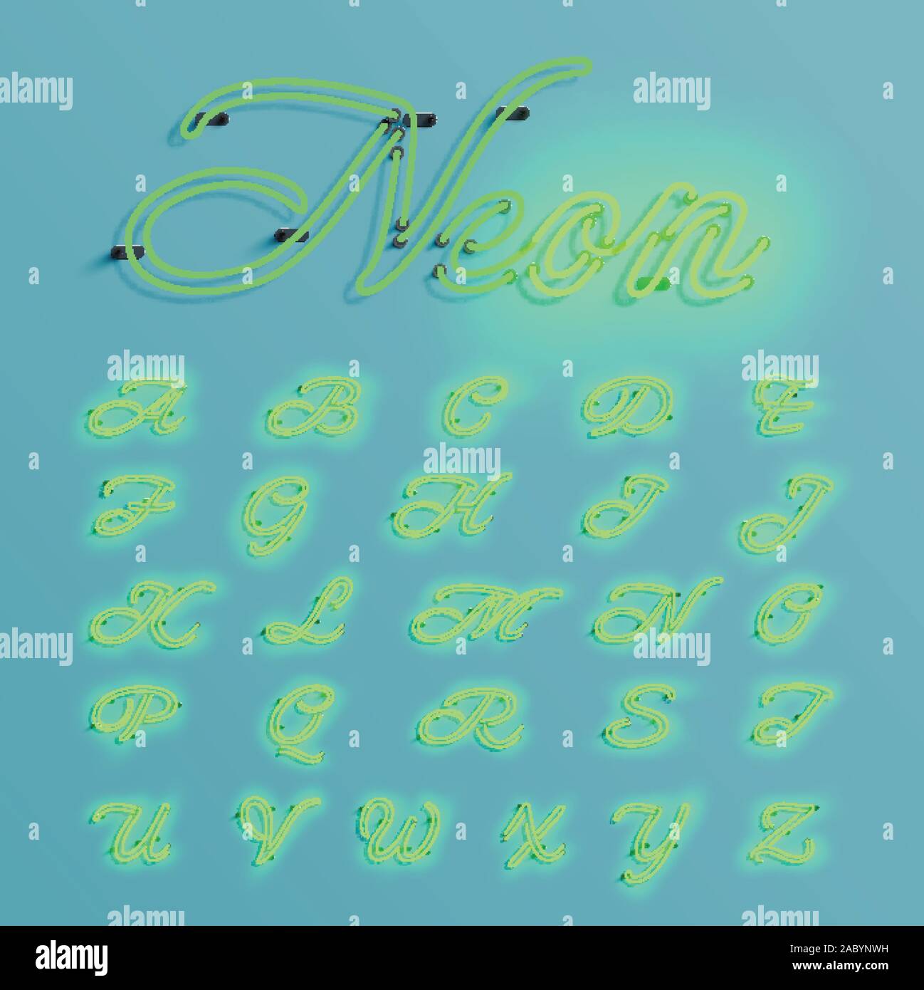 Realistic neon character typeset, vector Stock Vector Image & Art - Alamy