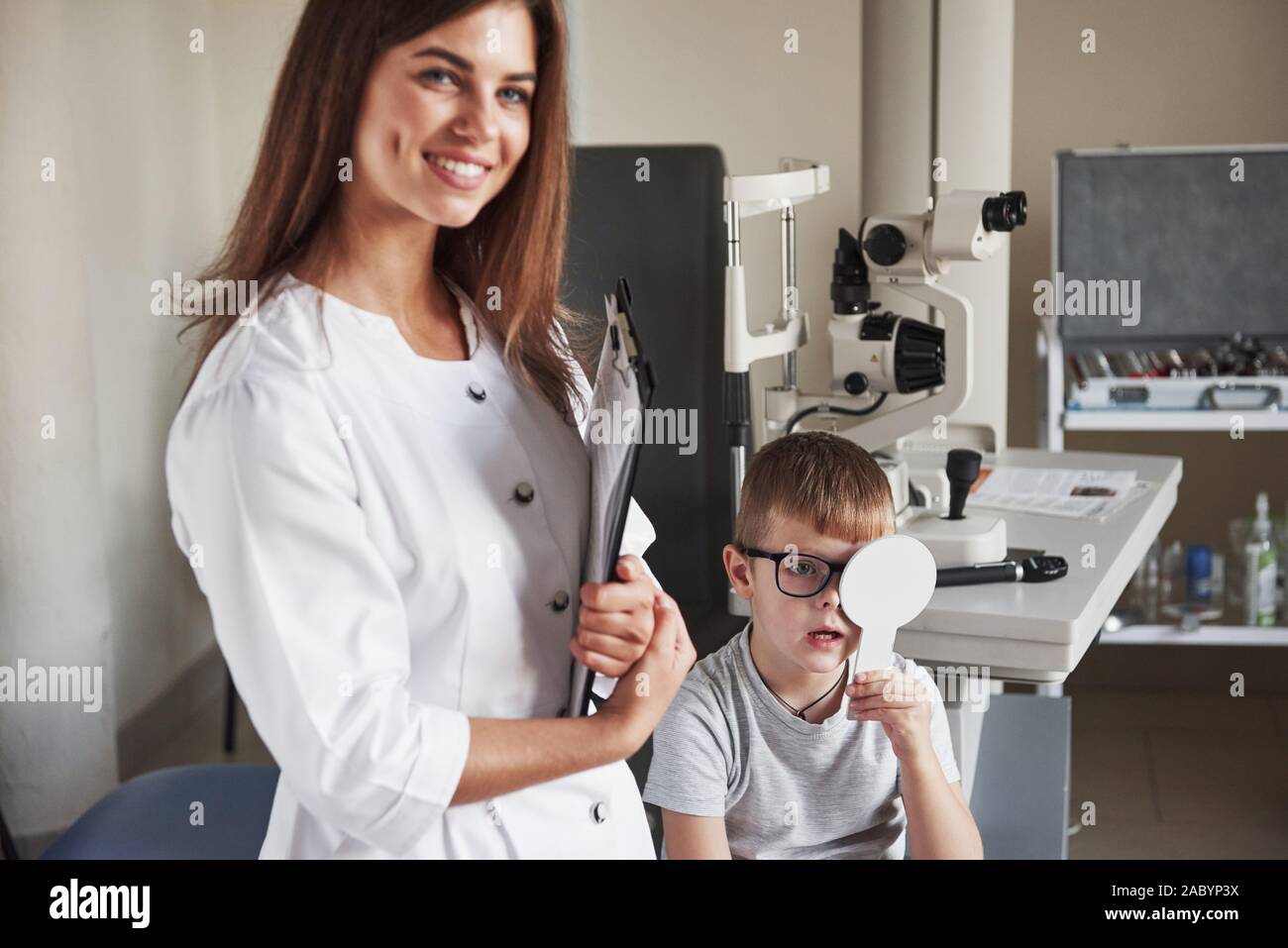 Glasses should be helpful. Doing testing in the oculist office with ...