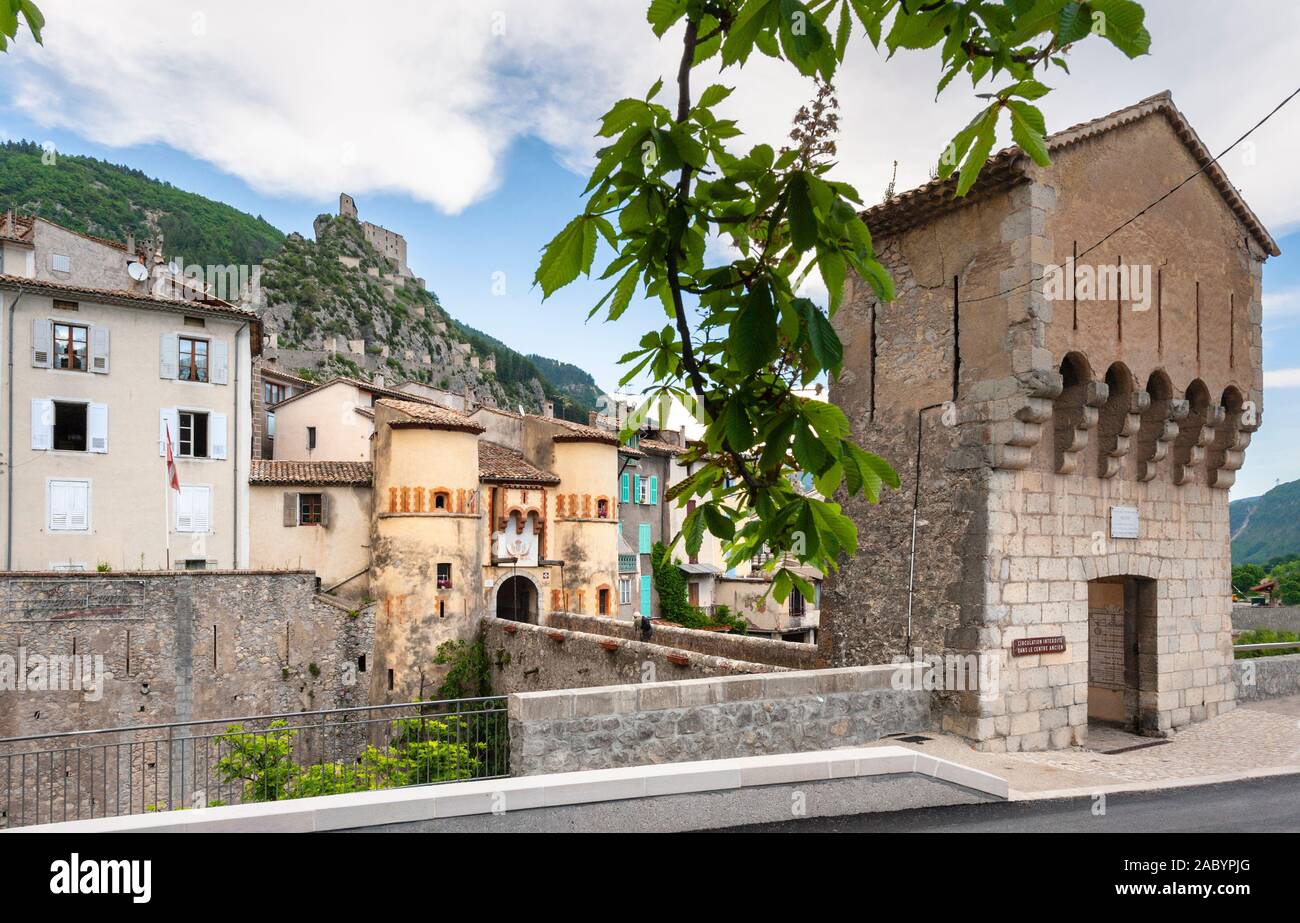 In the Alpes-de-Haute-Provence the medieval walled town of Entrevaux ...
