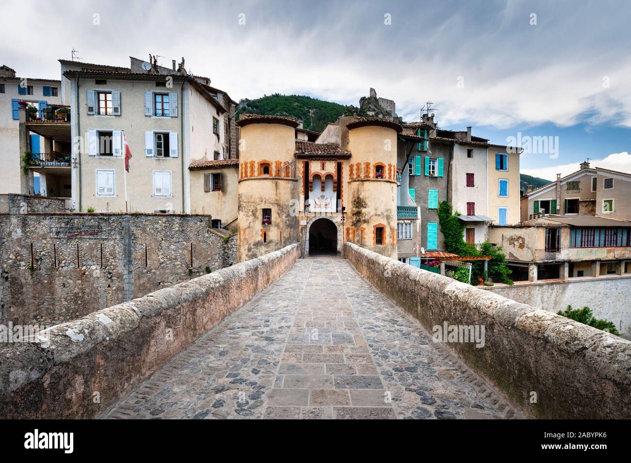 In the Alpes-de-Haute-Provence the medieval walled town of Entrevaux ...