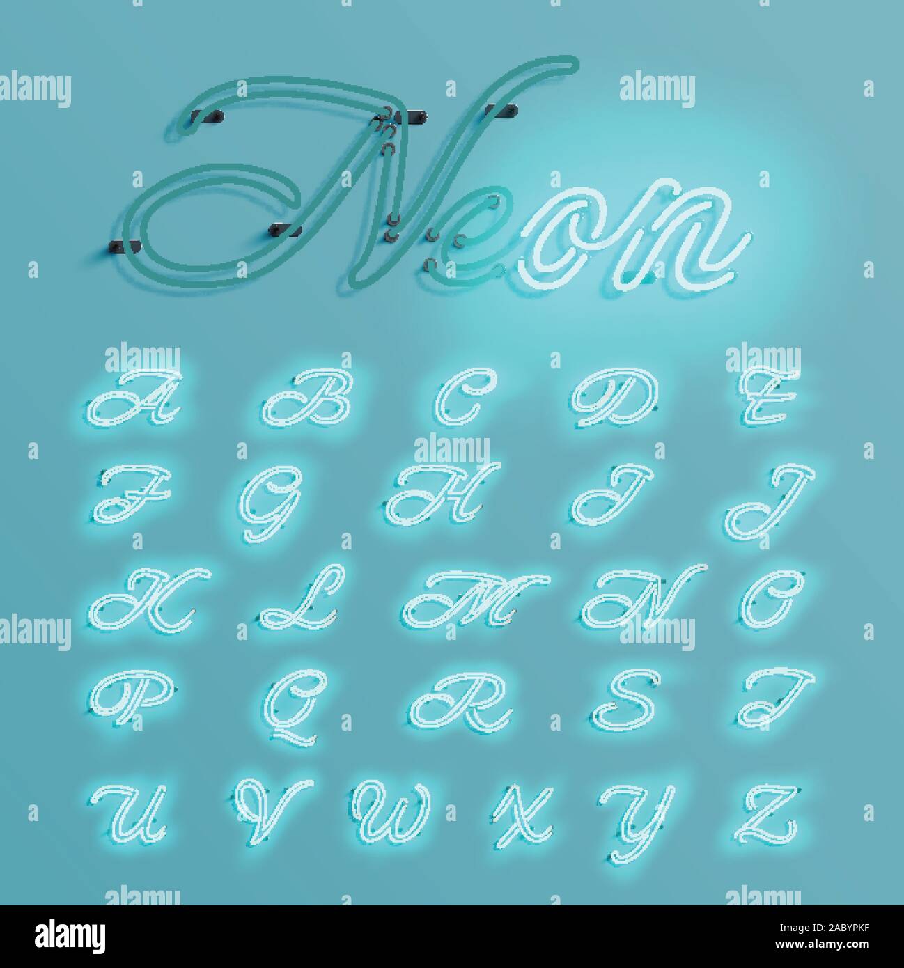 Realistic neon character typeset, vector Stock Vector Image & Art - Alamy