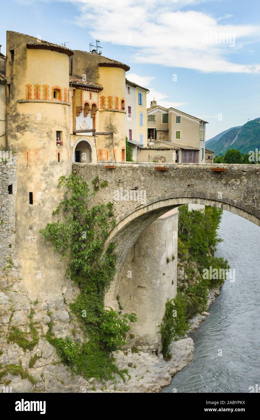 In the Alpes-de-Haute-Provence the medieval walled town of Entrevaux ...