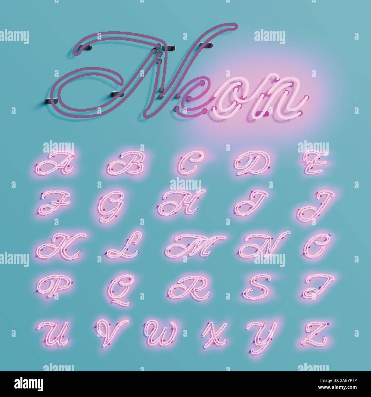 Realistic neon character typeset, vector Stock Vector Image & Art - Alamy