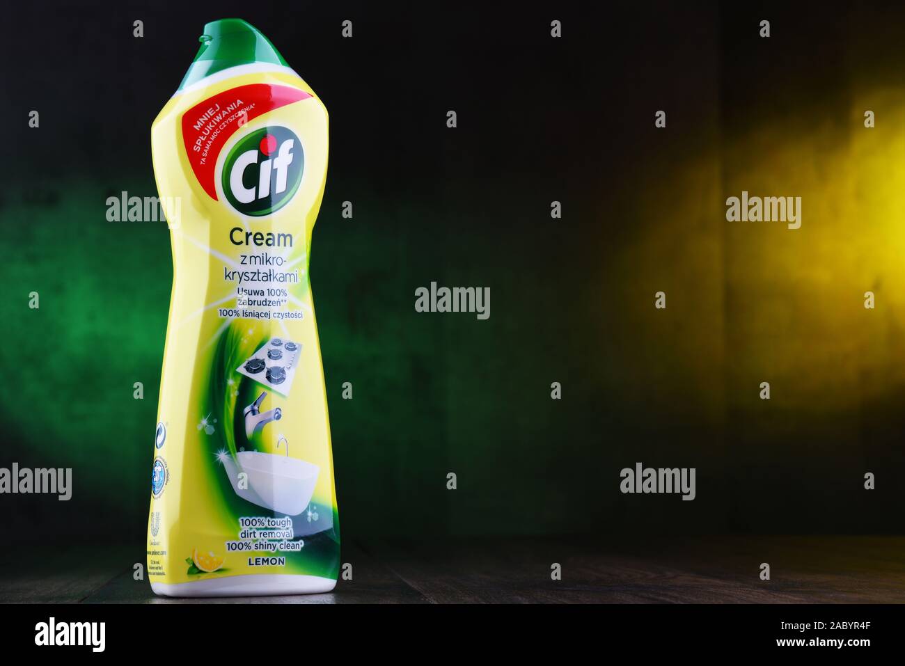 POZNAN, POL - MAR 15, 2019: Plastic bottle of Cif, brand of household ...