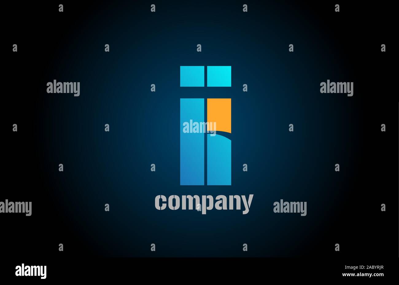 blue and orange logo i alphabet letter design icon for company ...