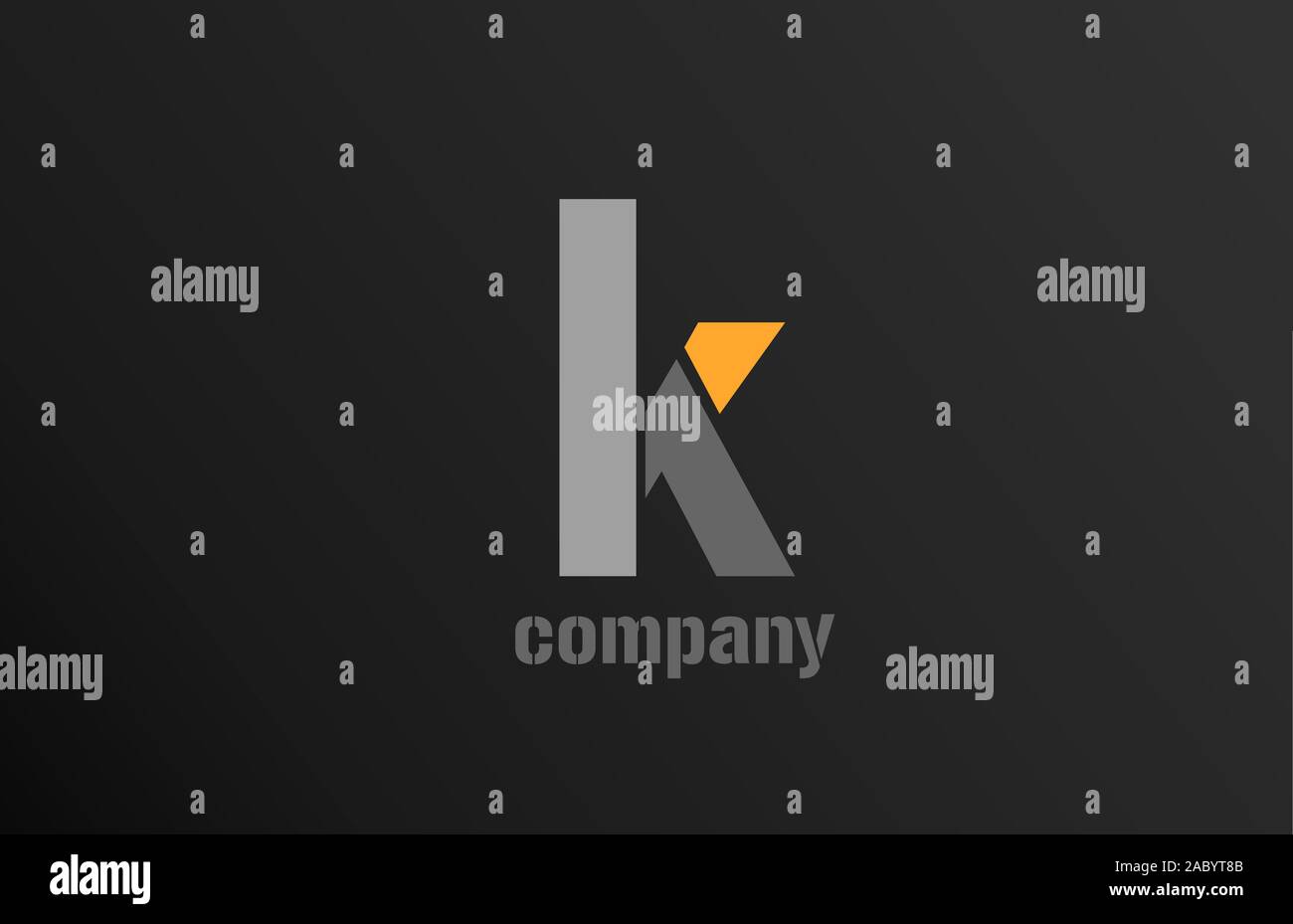 yellow grey letter k alphabet logo design icon for business. Suitable ...