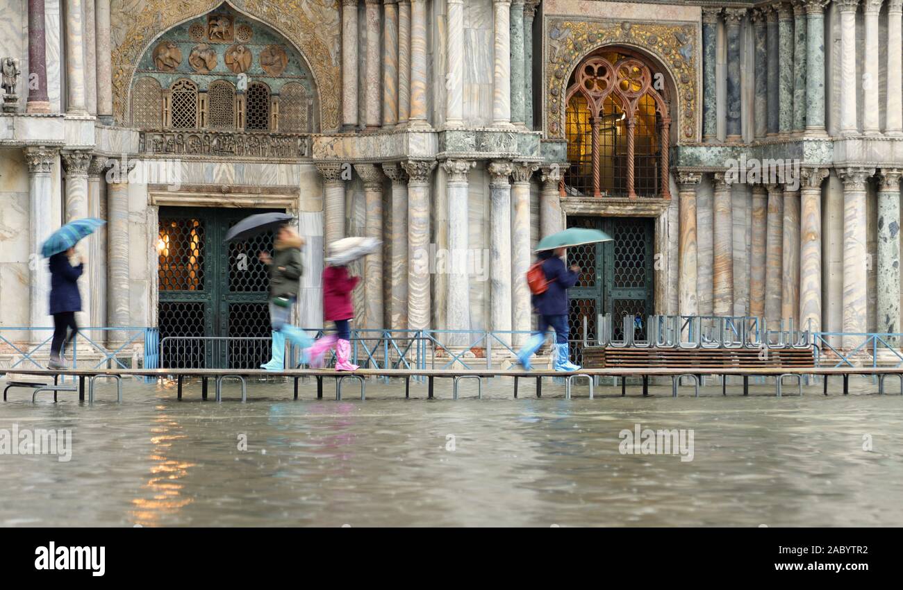 walkway in front of Basilica of Saint Mark in Venice Italy during the ...