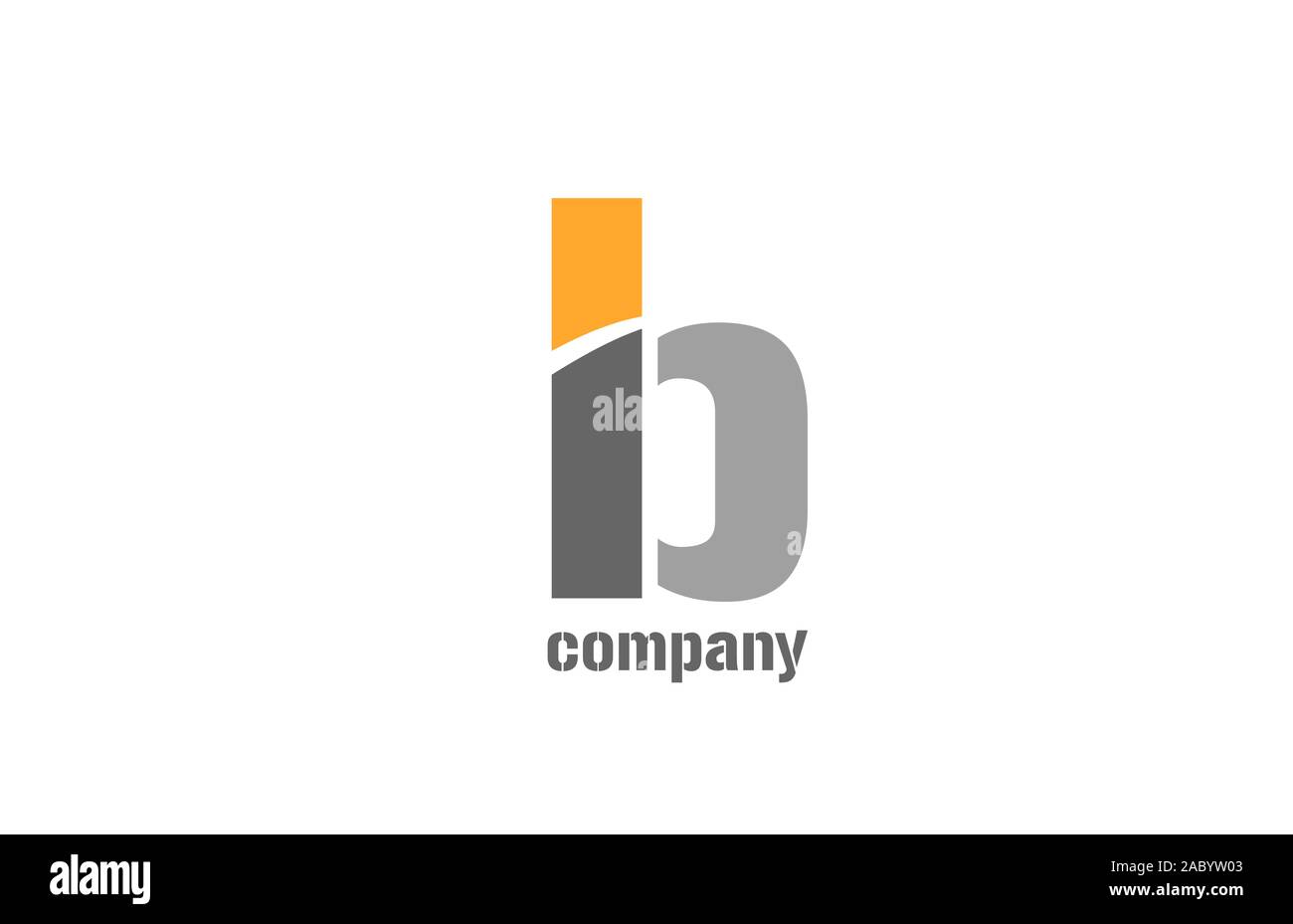 yellow and grey b alphabet logo design icon for business on white ...