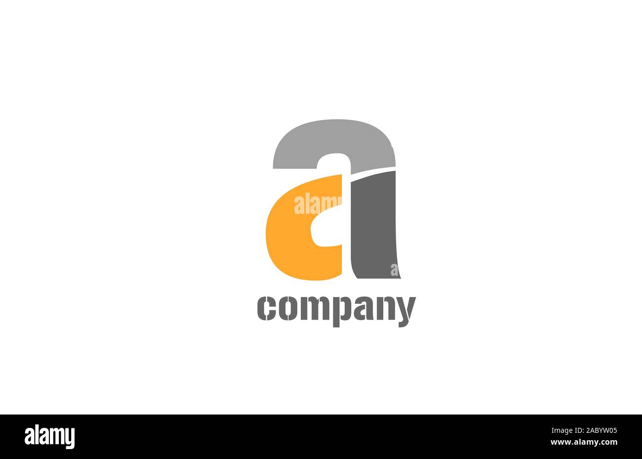 yellow and grey a alphabet logo design icon for business on white ...