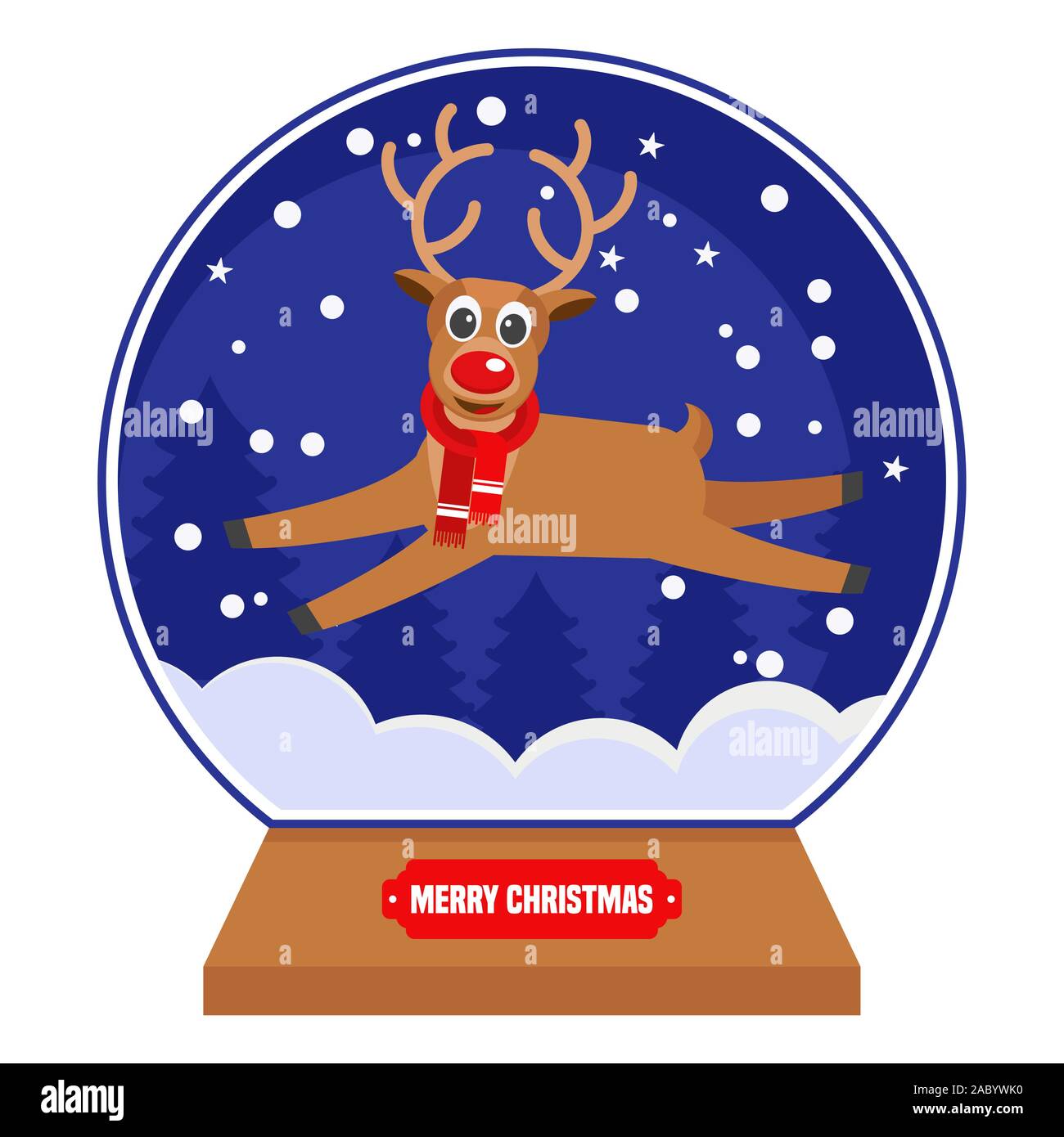 Glass christmas snowball Flat vector cartoon illustration Stock Vector ...
