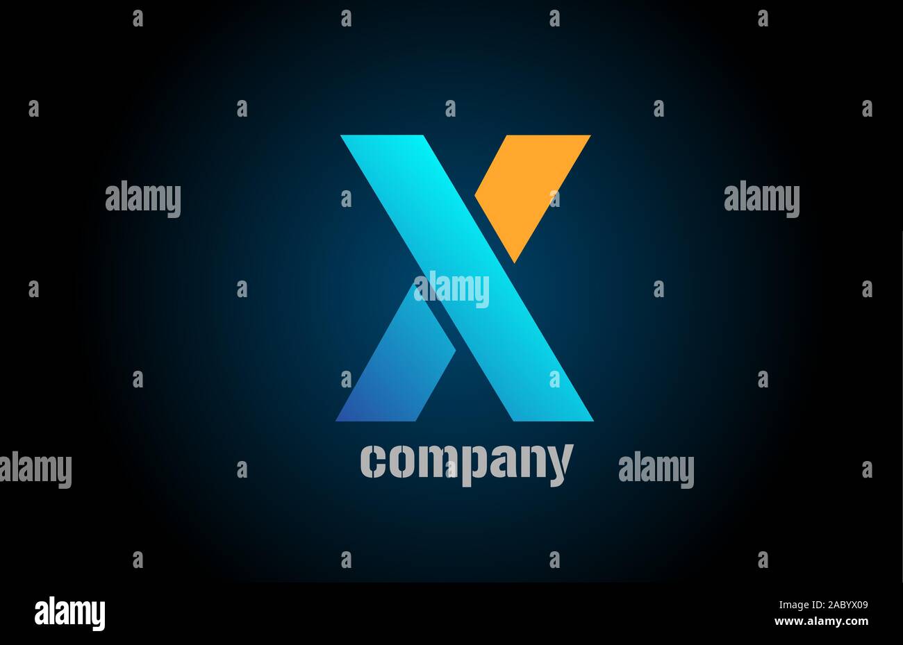 blue and orange logo x alphabet letter design icon for company ...